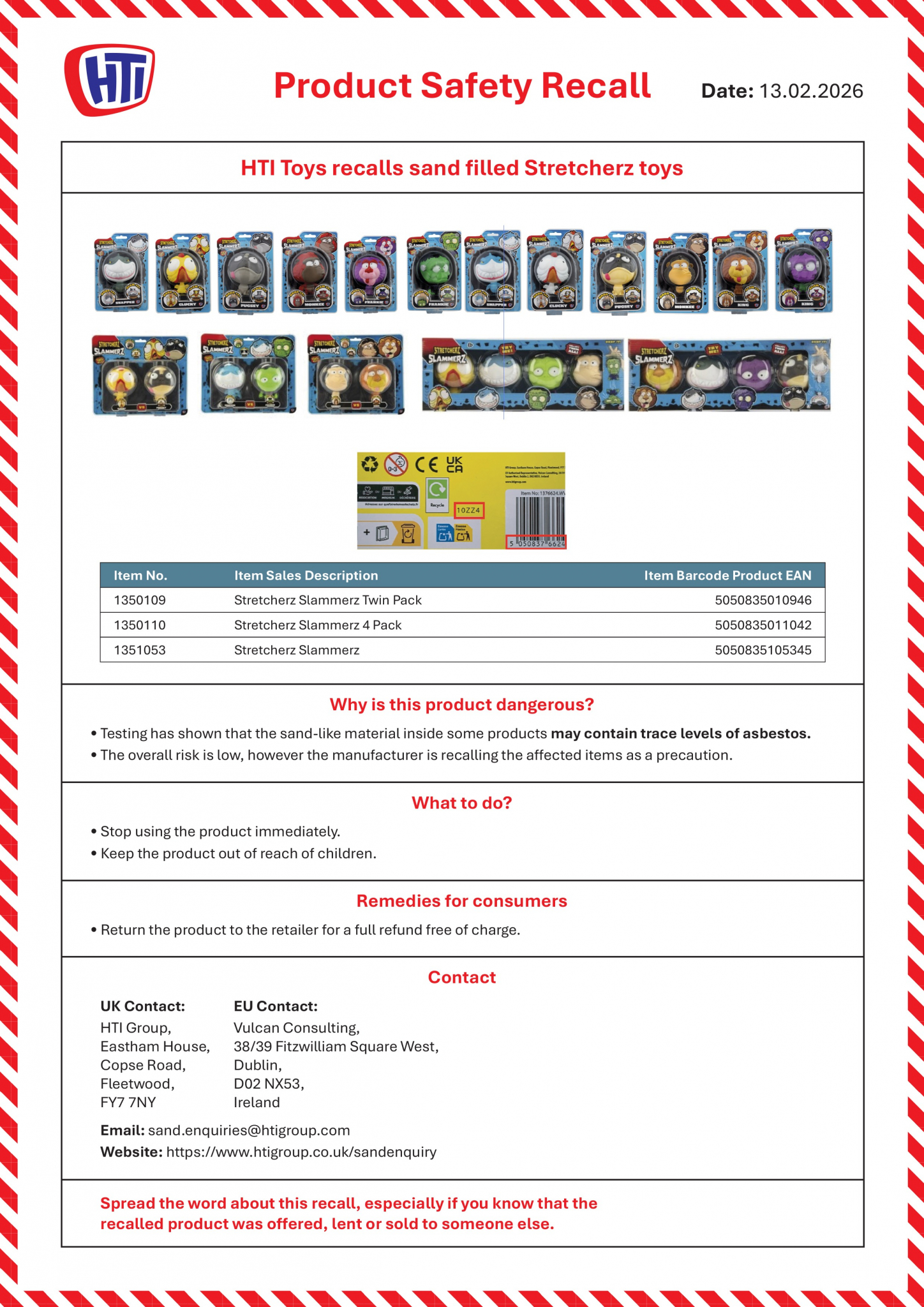 Recall Information - HTI Group - Passionate about toys