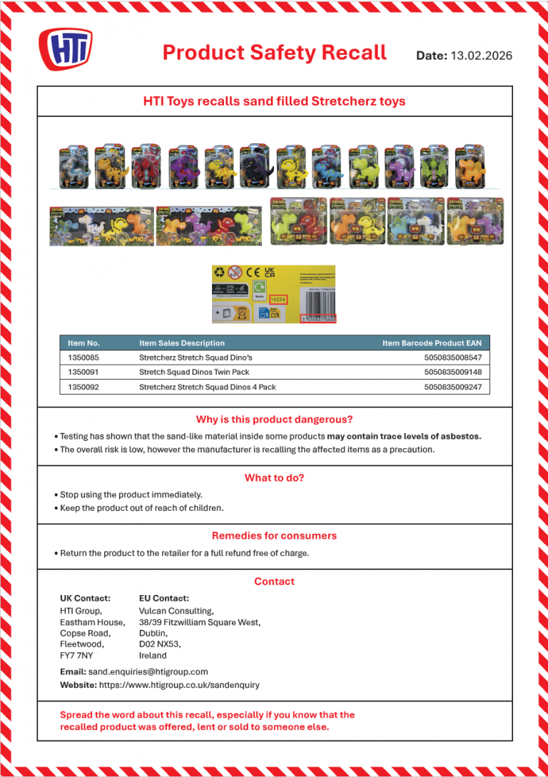 Recall Information - HTI Group - Passionate about toys