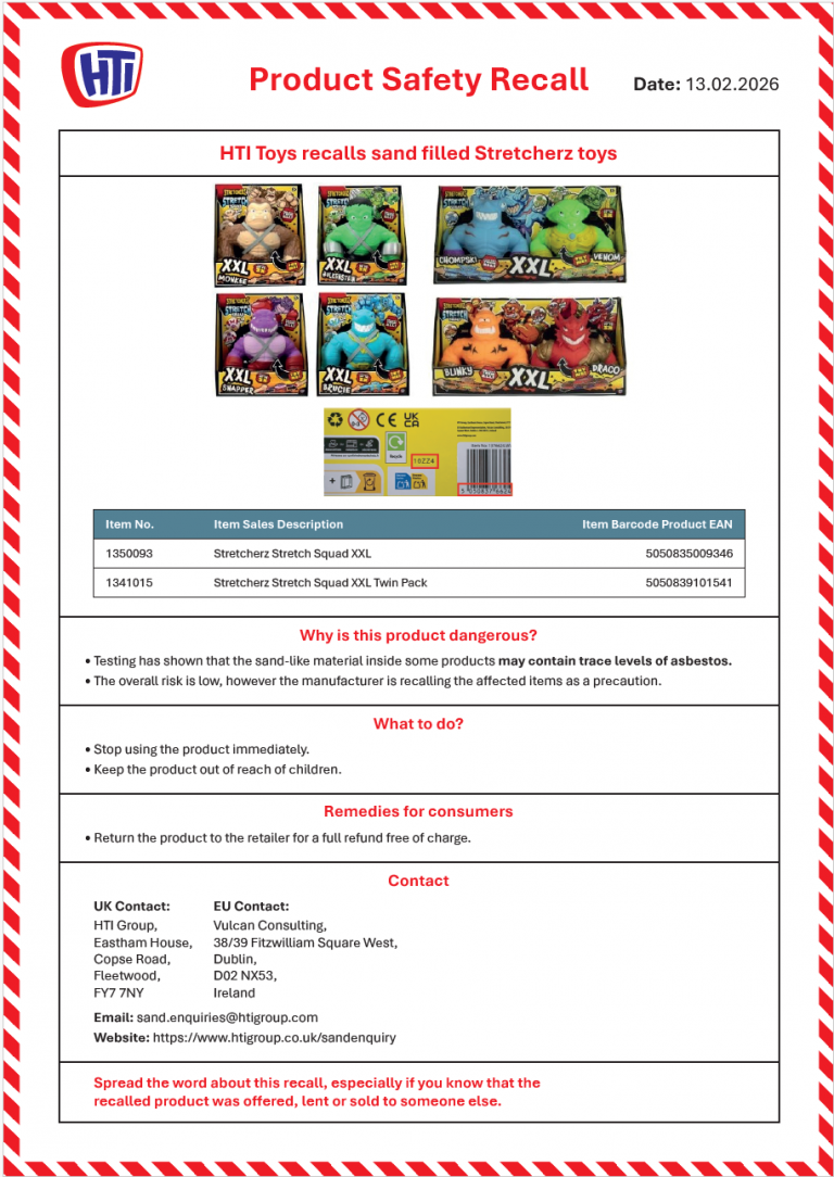 Recall Information - HTI Group - Passionate about toys